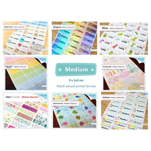 Jual Stiker label nama anak karakter sticker waterproof MEDIUM label ...