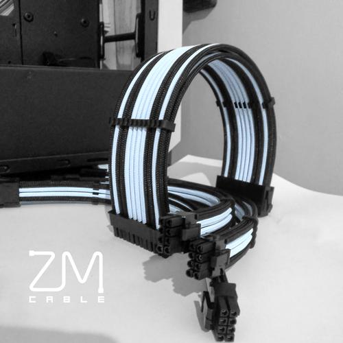 Jual Custom Sleeve Extension PSU Cable Kit - Black White - 6Pin VGA ...