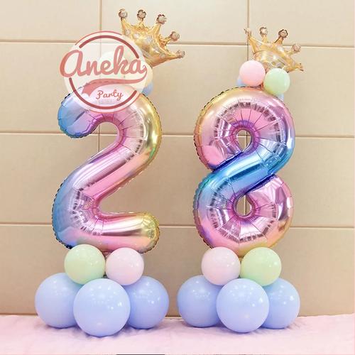 Jual Balon Angka Jumbo PELANGI 80 Cm / Balon Foil Angka jumbo nomor ...