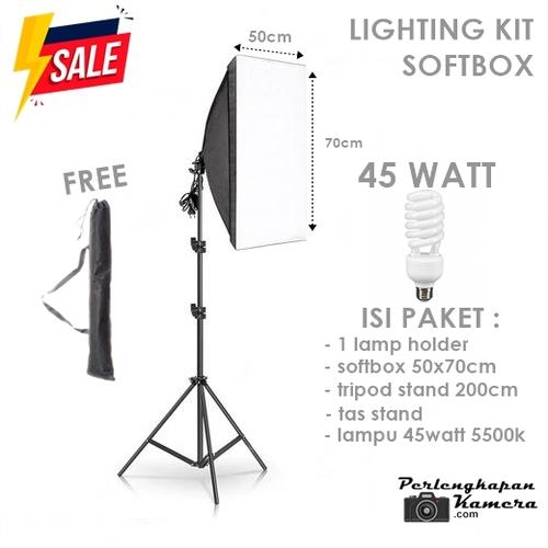 Jual Paket Lighting Studio Foto Softbox Light Stand 45watt holder vlog ...