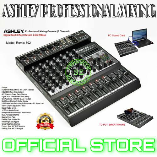 Jual mixer audio ashley 8 channel original ashley remix 802 bluetooth ...