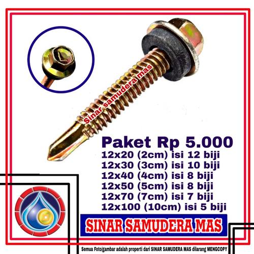 Jual paket 5000 Baut Baja Ringan kuning 12x30 isi 10 pcs - baut roffing - b - Kota Bekasi ...