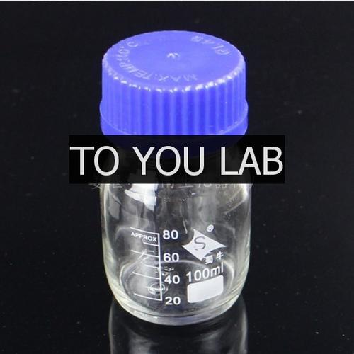 Jual GLASS REAGENT BOTTLE BLUE CAP BOTOL SAMPLE TUTUP BIRU KACA 100 ML ...