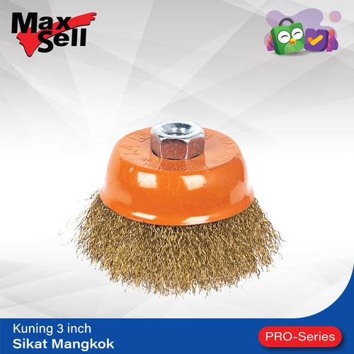 Jual Sikat Kawat Mangkok Kuning 3 inch / Crimped Wire Cup Brush Maxsell ...