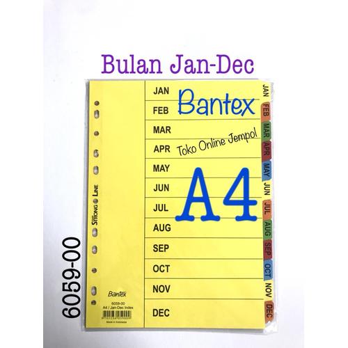 Jual A4 Bulan Jan-Dec File Divider 6059-00 Bantex Karton Pembatas ...