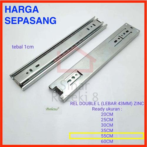 Jual Rel Laci 55 cm Zinc Double Track Baleno - Full Extension Ball ...