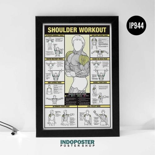 Jual Poster Gym Fitness Shoulder Workout INDOPOSTER A4 30X20cm - Hitam ...