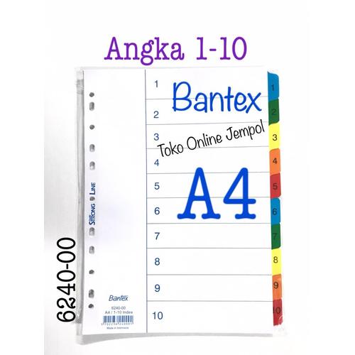 Jual A4 Angka 1-10 putih 6240-00 File Divider Bantex Pembatas ATK1178BX ...