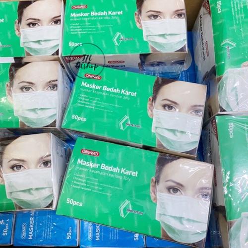 Jual MASKER KARET ONEMED Medis 3ply Medical Surgical Mask One Med isi ...