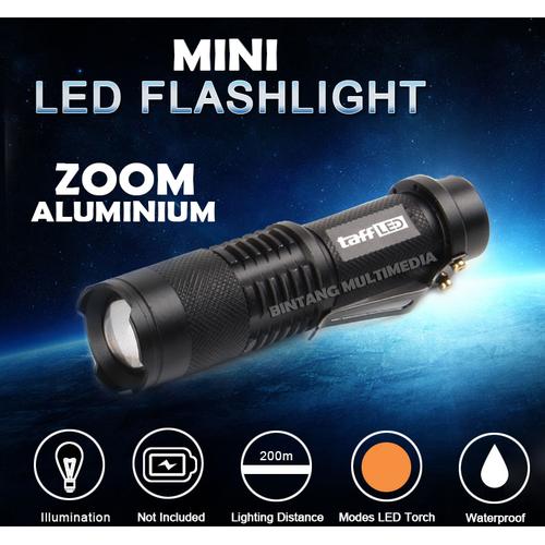 Jual Pocketman Senter LED Flashlight Police SWAT Mini Zoom Camping Anti ...
