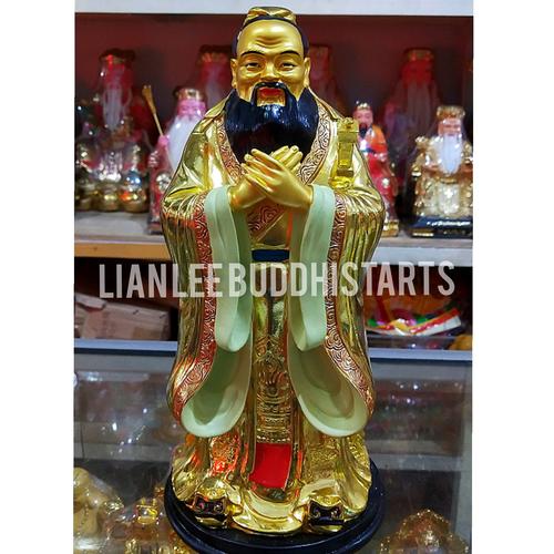 Jual patung konghucu confucius fiber crom emas uk 12 inch anti pudar ...