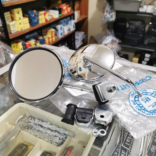 Jual Spion Jepit Vespa Cuppini Bulat Chrome Set Bracket Original Italy ...