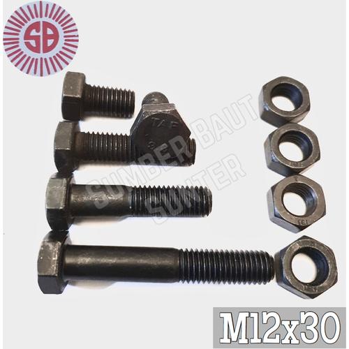 Jual M12x30 Baut Mur Baja 8.8 Hitam Hex HTB High Tensile 12x30 ...