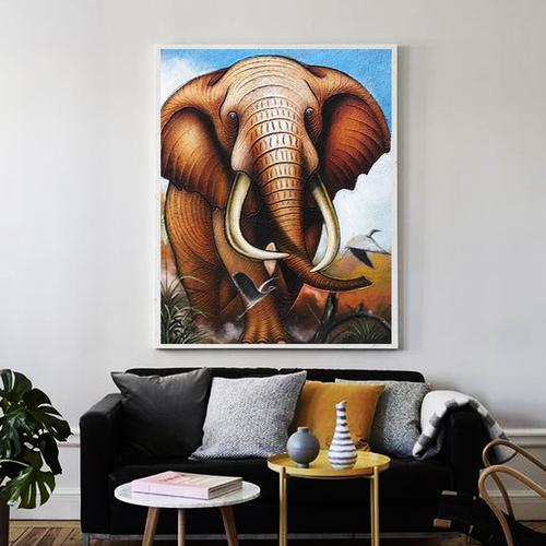 Jual Lukisan Gajah, Ukuran 60 x 80 cm, 100% Buatan Tangan - gajah 1 ...