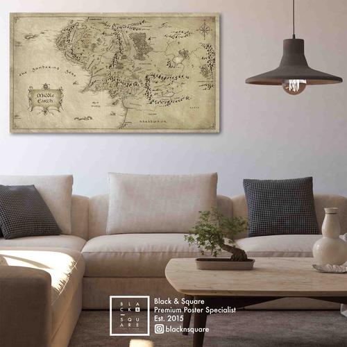 Jual Premium Poster - Middle Earth Map LOTR - Borderless Frame 120x70cm ...