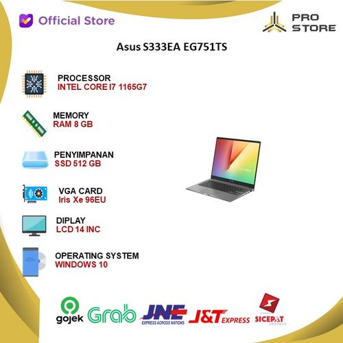 Promo Asus S333EA EG751TS i7 1165G7 8GB 512ssd Iris Xe 96EU W10+OHS 14 ...