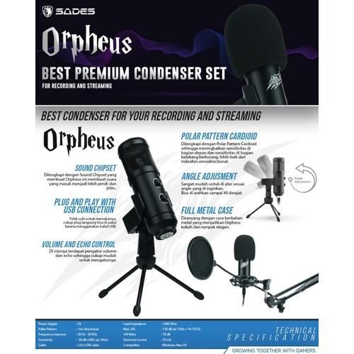 Promo Sades ORPHEUS USB Microphone Condenser Set for streaming ...