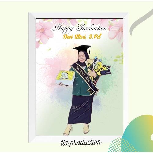 Jual FRAME KACA+CETAK+DESAIN foto karikatur family/birthday/gradu kado GIFT - A4 - Kota Bandung ...