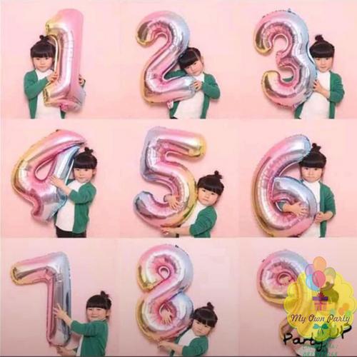 Jual Balon Angka Jumbo RAINBOW 80 Cm / Balon Angka / Balon Angka ...