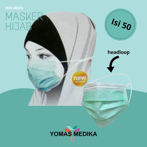 Jual Masker Jilbab Hijab Headloop 3 Ply Ijin Resmi Disposable Ada BOX ...