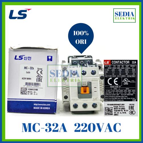Jual KONTAKTOR CONTACTOR LS MC-32A 220VAC MC 32A MC32A 3 KUTUB NO NC ...