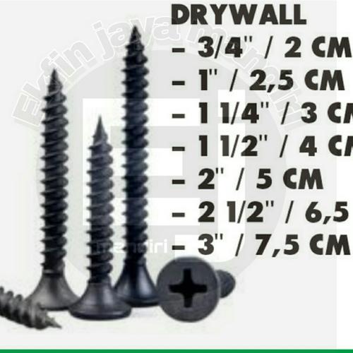 Jual Scrup Gypsum 6x2" 5cm Sekrup gypsum hitam tajam per 100 pcs ...