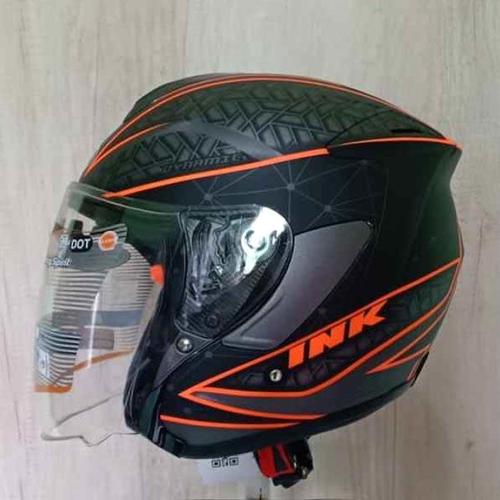 Jual HELM INK DYNAMIC MOTIF #2 GUNMETAL DOF ORANGE FLUO HELM HALF FACE ...
