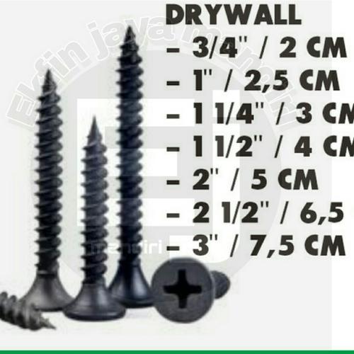 Jual Scrup Gypsum 8x3" 7,5cm Sekrup gypsum hitam tajam per 100 pcs ...