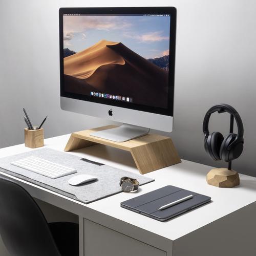 Promo Monitor stand kayu, dudukan monitor lengkung ukuran 45x20x9 cm ...