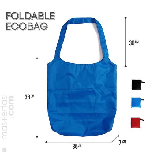 Promo foldable ecobag, tas belanja lipat, eazy totebag bisa costume sablon - Hitam - Kota Depok ...