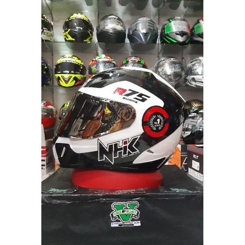 Jual NHK HELM GP 1000 MOTIF R75 WHITE BLACK + VISOR SILVER - Kab ...