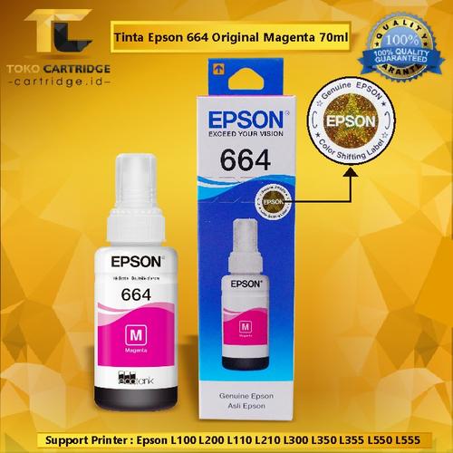 Jual Tinta Epson Original 664 t6643 Magenta 70ml - ORI NON BOX, Biru ...