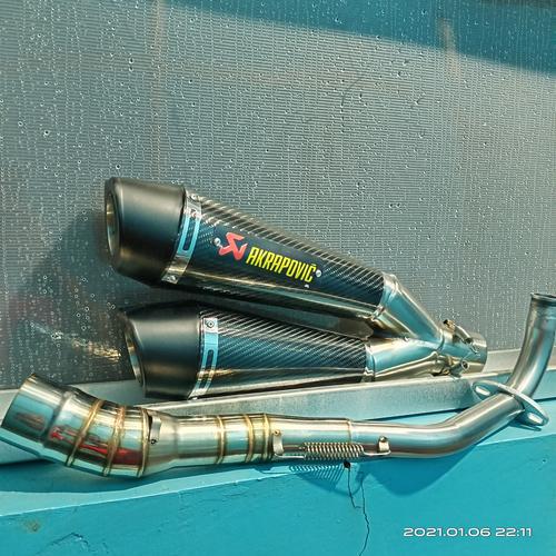 Jual Knalpot Akrapovic Cabang Doble muffler AEROX PCX NMAX VARIO BEAT ...