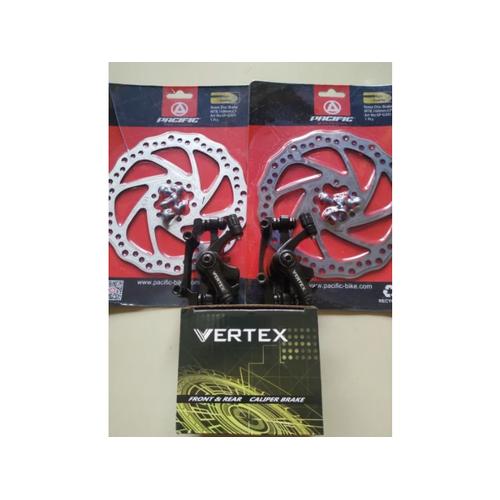 Jual rem cakram set disc brake mekanik set vertex pacific sepeda lipat ...