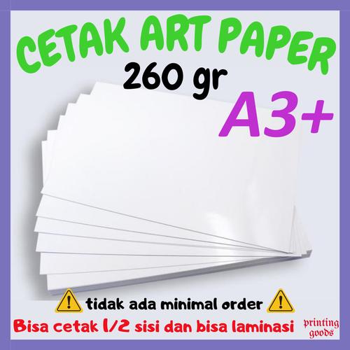 Jual CETAK ART PAPER 260g A3+ / AP 260 gram - 1 SISI, LAMINASI GLOSSY ...