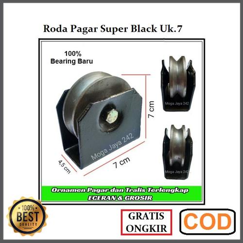 Jual Roda pagar super black besi AS ukuran 7cm roda gerbang istimewa ...