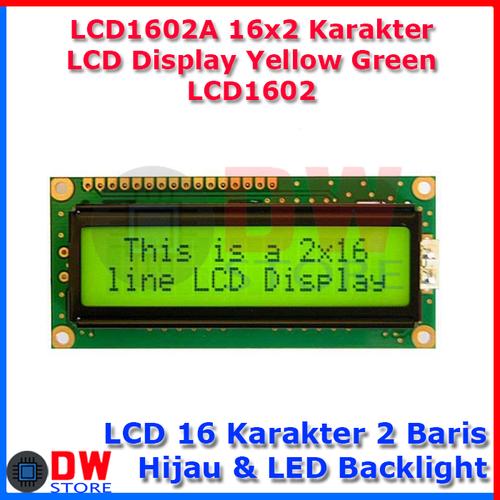 Jual YELLOW GREEN HIJAU KUNING LCD 1602 16X2 CHARACTER KARAKTER DISPLAY ...