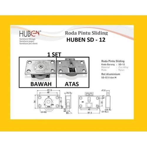 Jual Roda Pintu Sliding Huben SD 12 Rel Alumunium Lemari Laci Geser - Kota Bandung - ragam ...