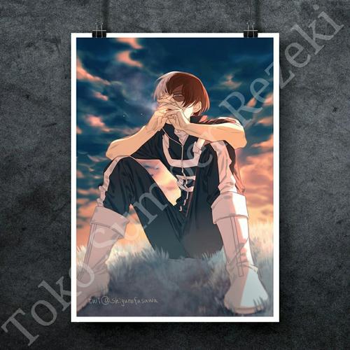 Jual Poster Sit Shoto Todoroki Duduk My Hero Academia Lukisan Kanvas A4 ...