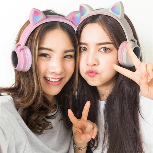Jual HEADSET GAMING CUTE PINKY Model Kuping Kucing Lucu Bluetooth With ...
