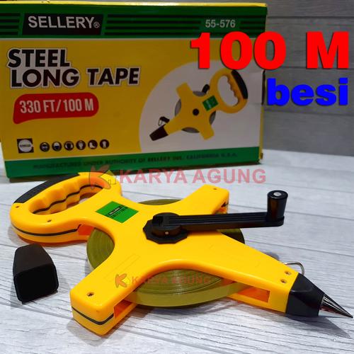 Jual Meteran Rol Tancap Ukur Tanah 100 M Besi SELLERY Steel Long Tape ...