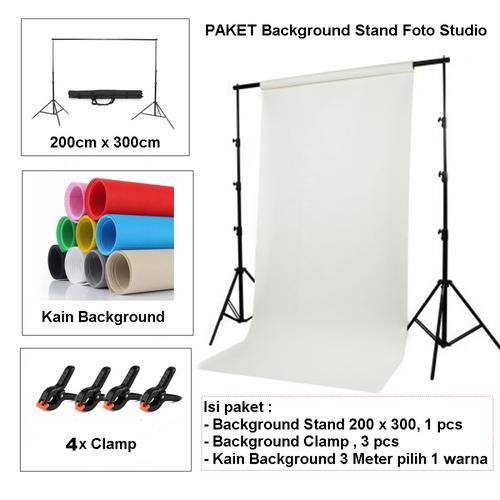 Jual Paket 2x3m Background stand backdrop kain putih spunbound - Tanpa ...