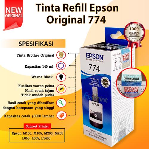 Jual Tinta Epson 774 Black T7741, Original Ink Printer M100 M200 L605 ...