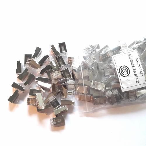 Jual Connector Rj45 Cat6 Cat 6 STP FTP Plat Besi Spectra isi 100pcs ...