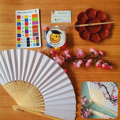 Jual Kipas Art Kit DIY Kreasi Anak Cerdas-seni melukis kipas paper fan ...