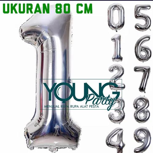 Jual balon angka jumbo 80/balon jumbo angka silver/balon jumbo ...