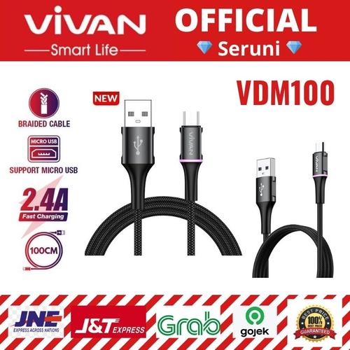 Jual SERUNI KABEL DATA VIVAN MICRO VDM100 Android 2.4A LED Light Quick ...