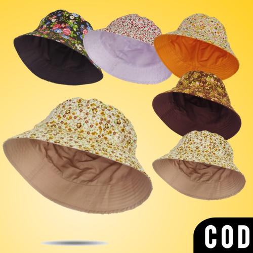 Jual Topi Bucket Hat Bolak Balik 2 warna Japan drill Hitam - Bunga ...