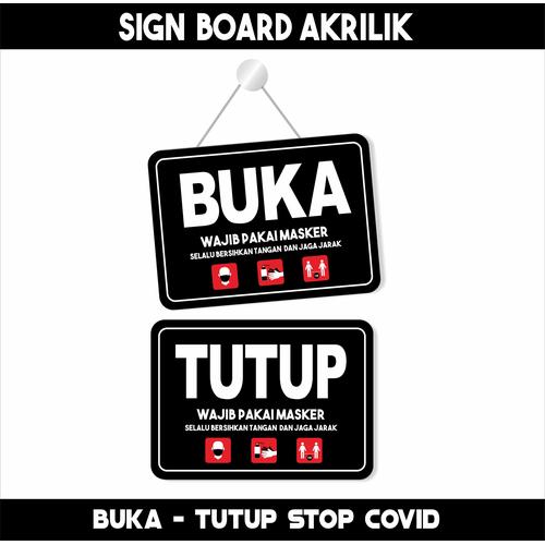 Jual Papan Cegah Covid 19 Open Closed Buka Tutup Sign Board Akrilik ...