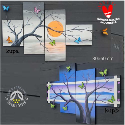 Jual HIASAN DINDING LUKISAN TANGAN RANTING POHON DAN KUPU-KUPU CANTIK ...